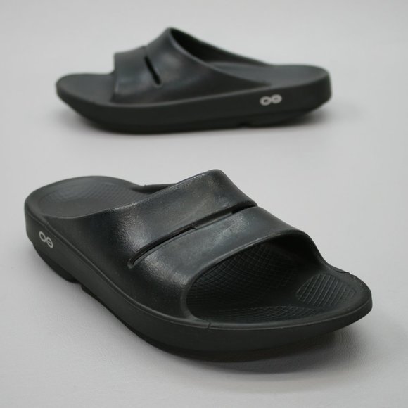 OOFOS | Shoes | Oofos Ladies 7 Ooahh Luxe Recovery Black Slides Slipon ...